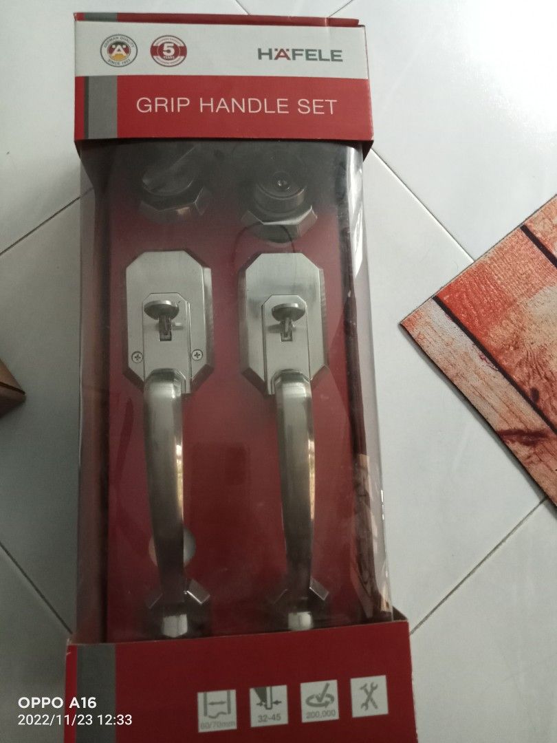 Hafele grip door handle lock set, Furniture & Home Living, Security ...