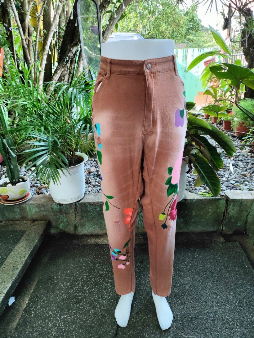Hand painted Pants, Women's Fashion, Bottoms, Jeans on Carousell