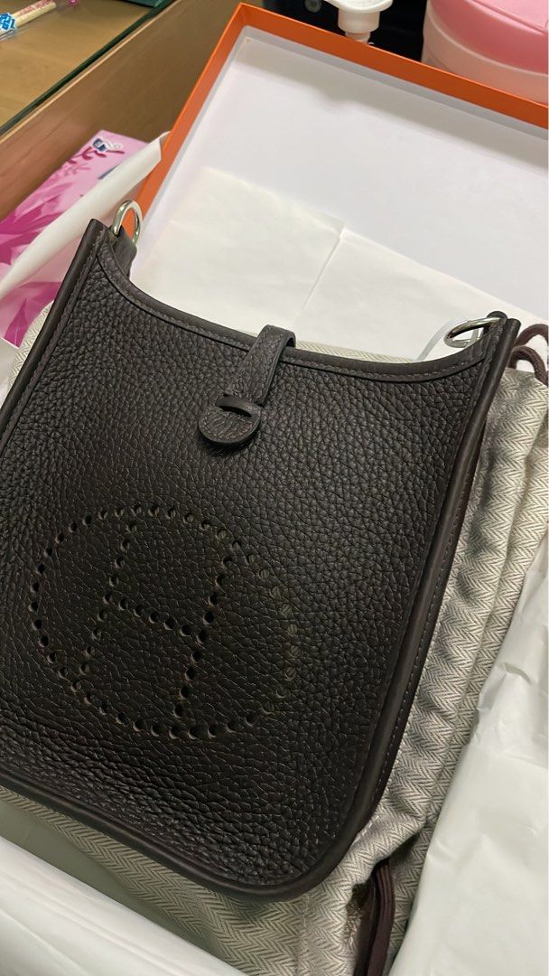 Hermes Mini Evelyne*ebene color*, Luxury, Bags & Wallets on Carousell