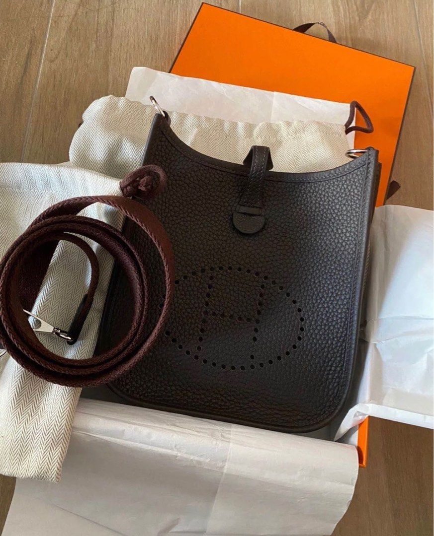 Hermes Mini Evelyne*ebene color*, Luxury, Bags & Wallets on Carousell