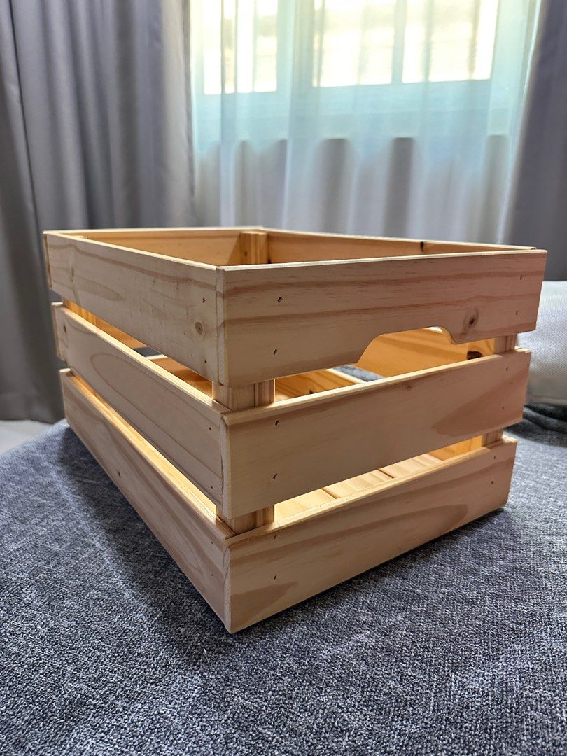 IKEA pine wood storage box 46cm crate , Furniture & Home Living, Home Improvement & Organisation ...