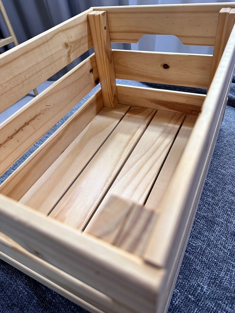 IKEA pine wood storage box 46cm crate , Furniture & Home Living, Home ...