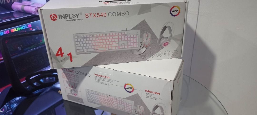 Inplay 4in1 Combo Keyboard Mouse Headphone Mousepad White STX540 ...