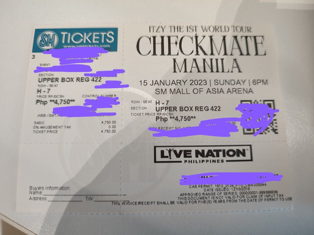 itzy checkmate in manila day 2 UB Reg 422, Tickets & Vouchers, Event ...