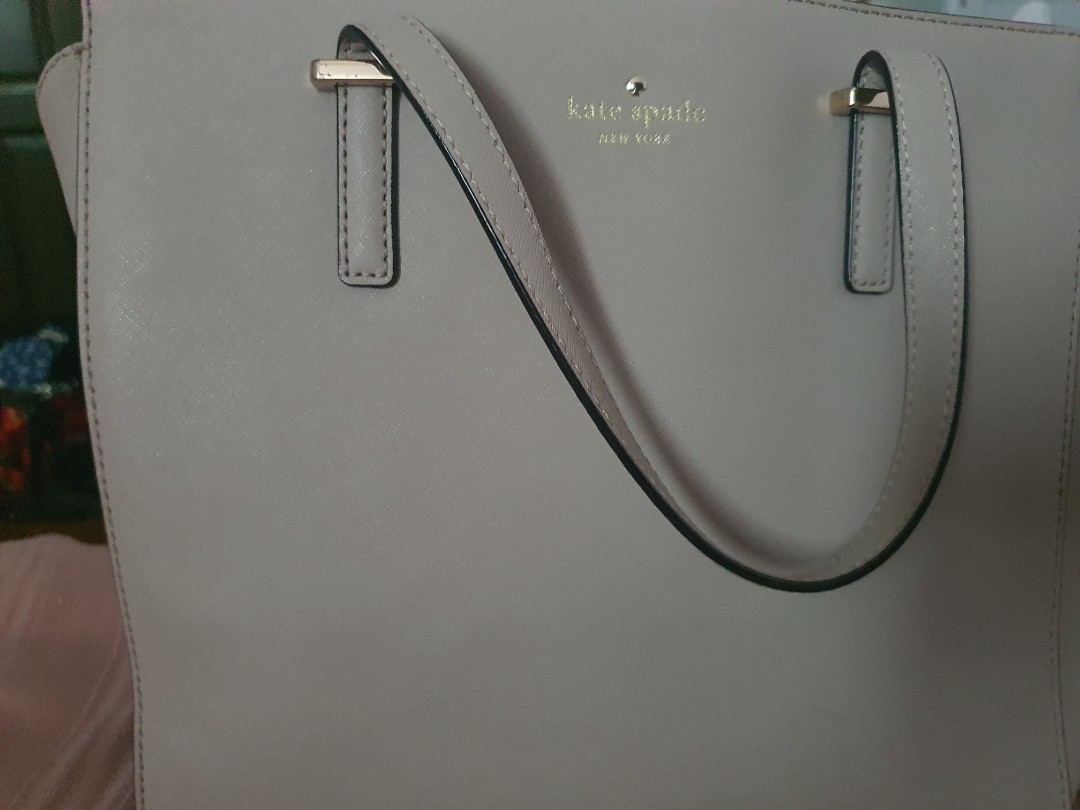 Kate Spade Light Grey Tote Bag, Luxury, Bags & Wallets on Carousell