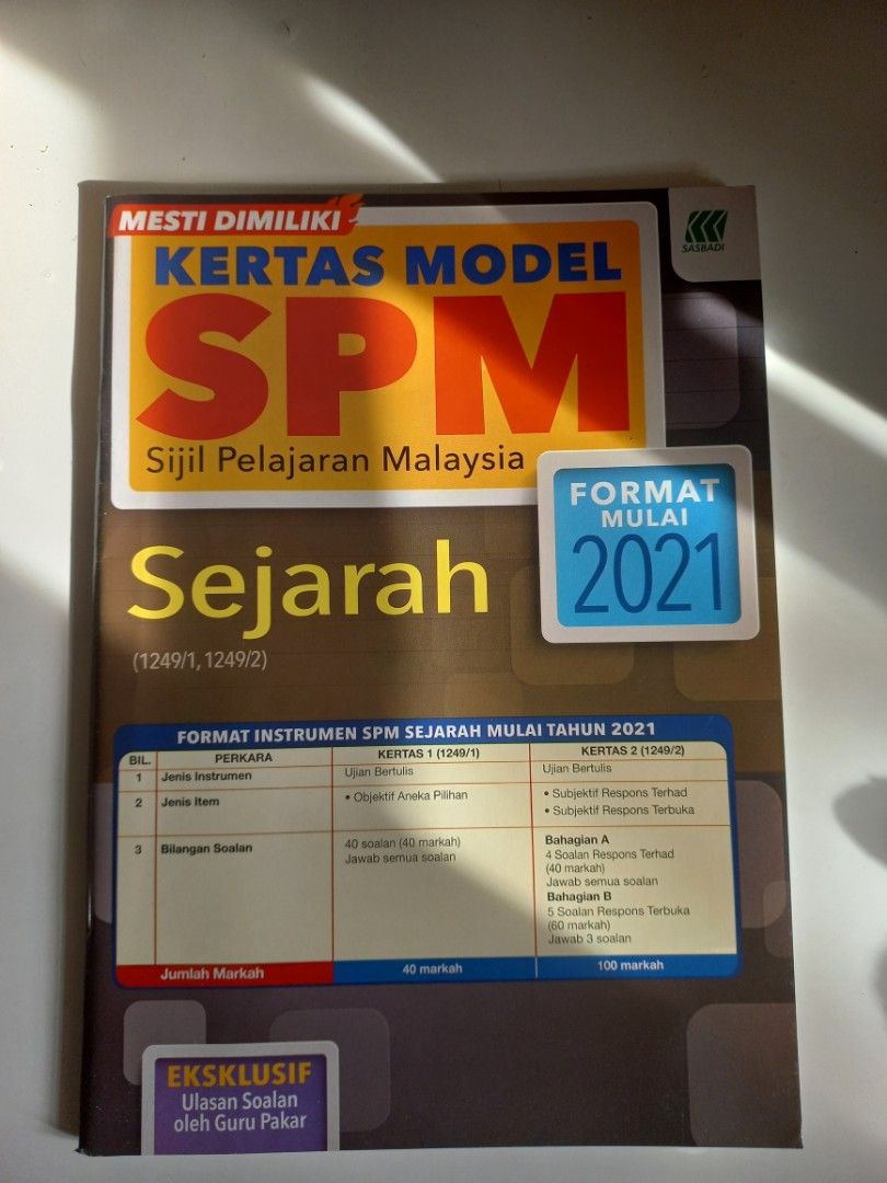 KERTAS MODEL SPM SEJARAH KSSM FORMAT MULAI 2021, Hobbies & Toys, Books ...