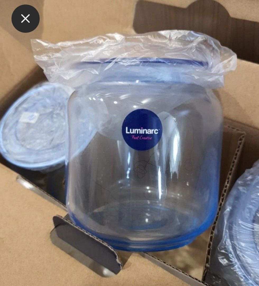 Luminarc Glass Jars x 3pcs, Furniture & Home Living, Kitchenware ...