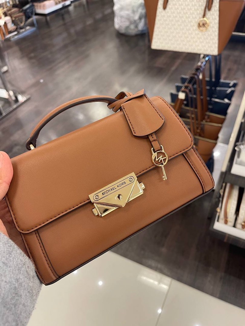 Micheal Kors Cece Top Handle Small Flap Crossbody in Luggage, Luxury ...