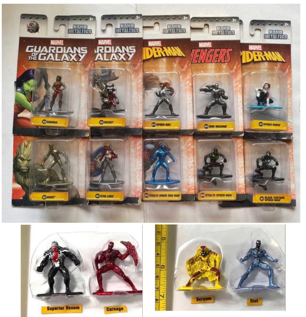Nano metalfigs marvel war machine spider-man iron man spider-girl ...
