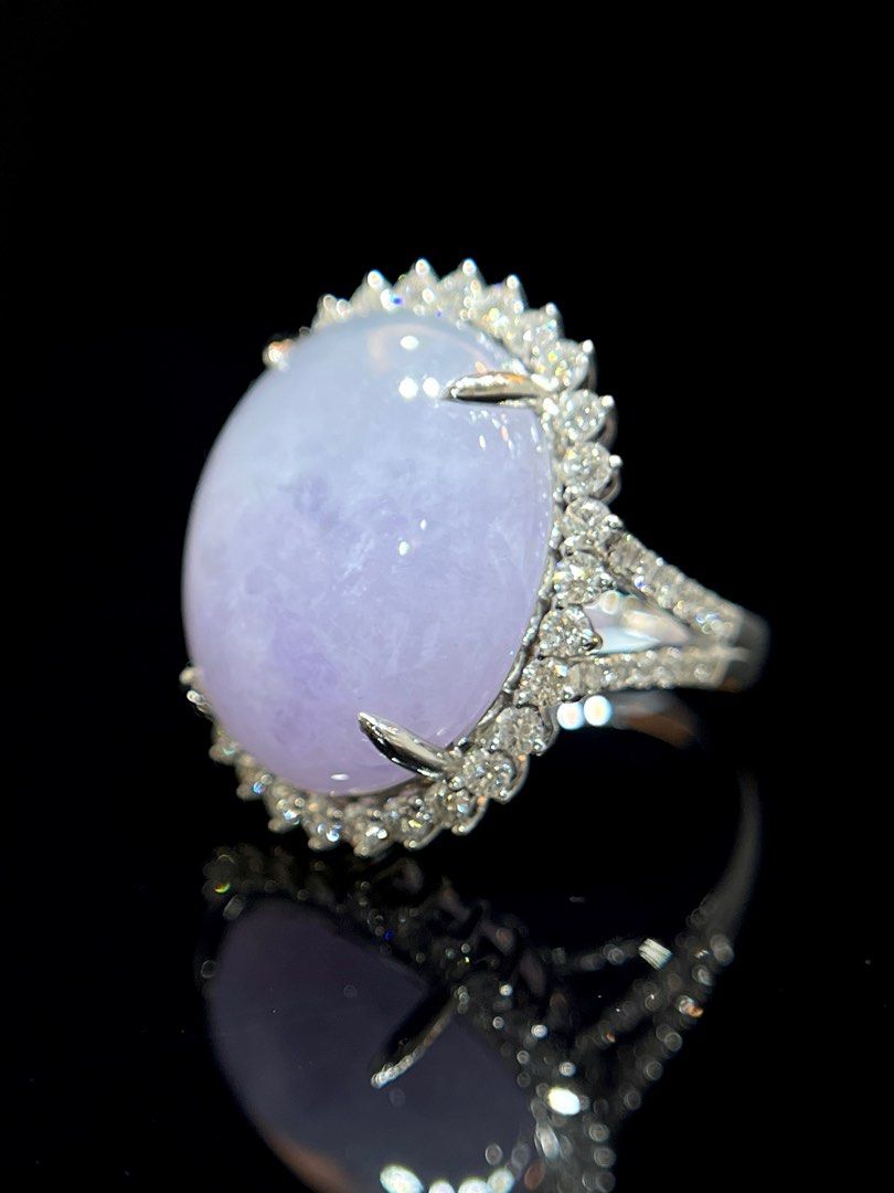 Natural Type A Purple Jadeite Ring set with 1.05ct Natural Diamonds in ...