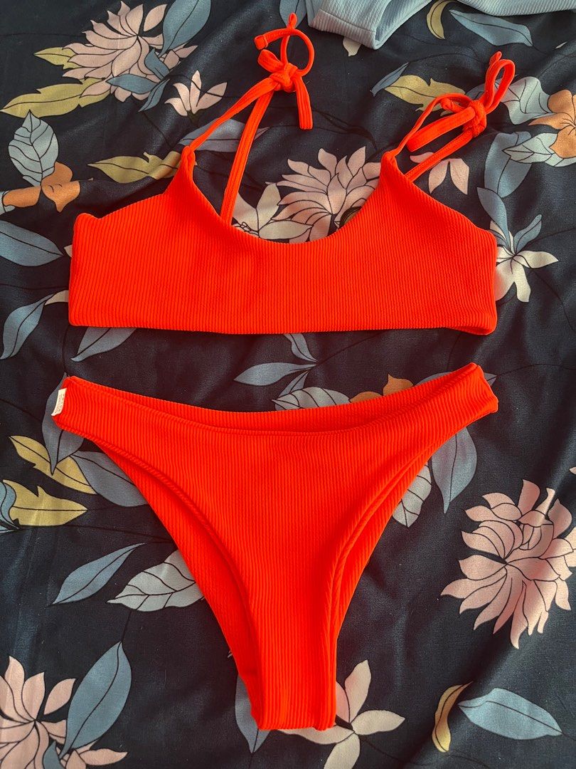 Neon Orange Swimsuit, Women's Fashion, Swimwear, Bikinis & Swimsuits on ...