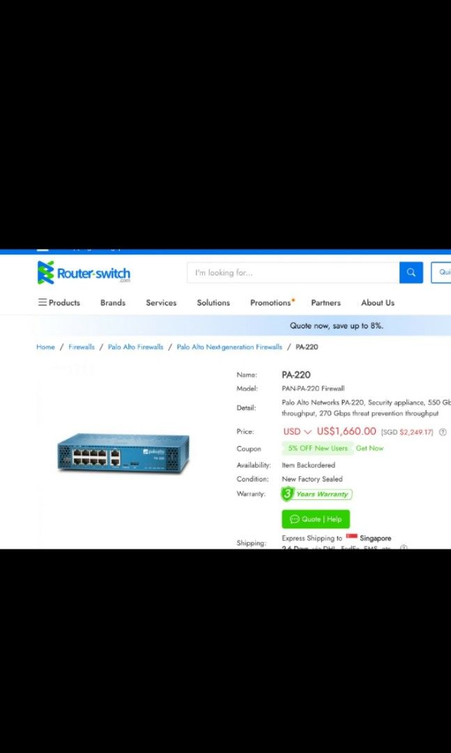Palo alto firewall PA-220 firewall, Computers & Tech, Office & Business ...