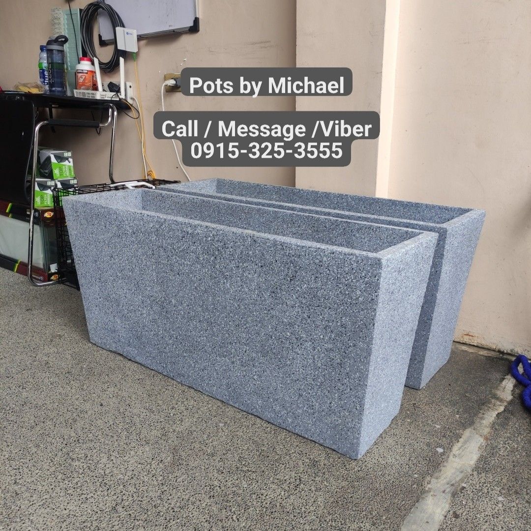 Plant Box Cement Pot Square Rectangle Circular, Furniture & Home Living ...