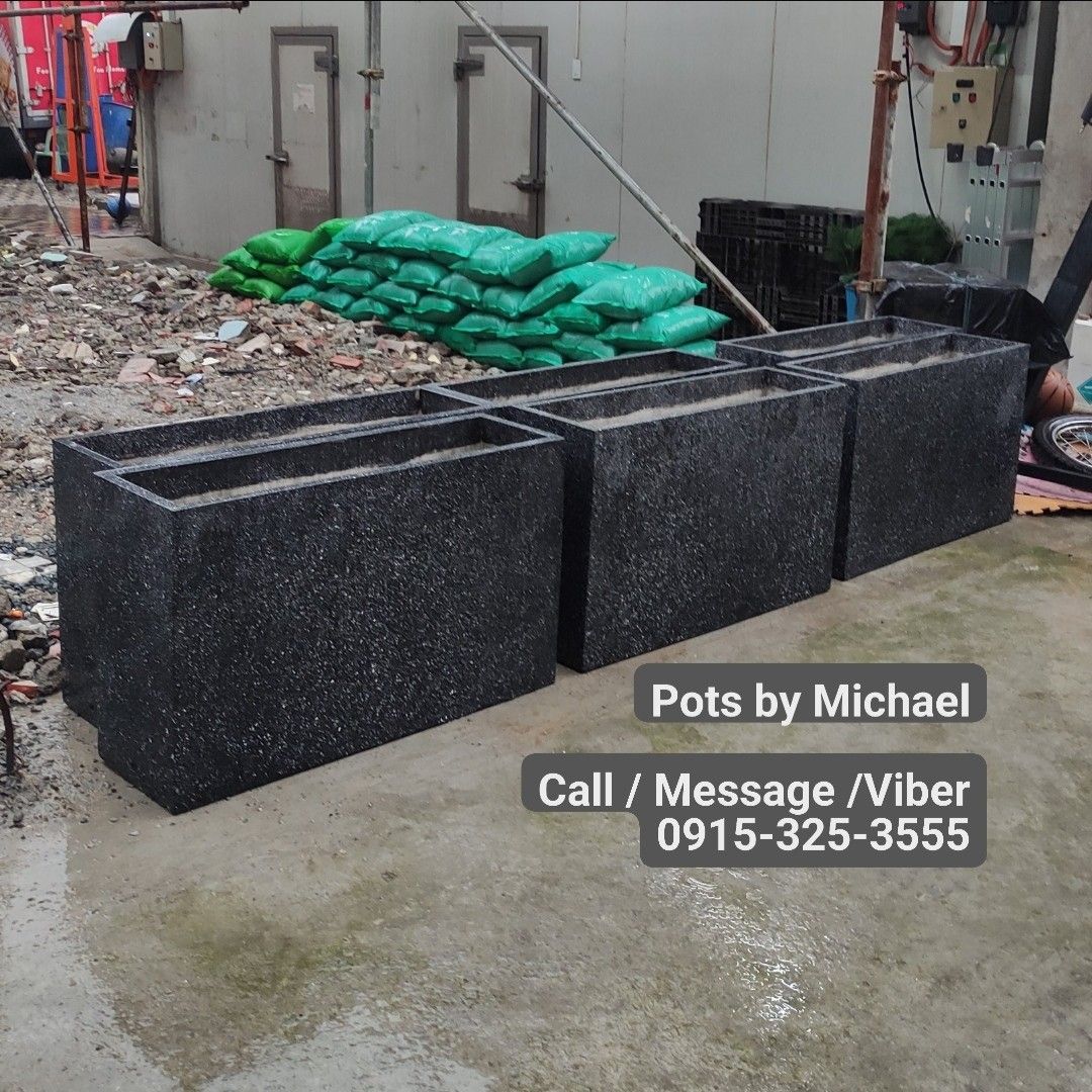 Plant Box Cement Pot Square Rectangle Circular, Furniture & Home Living ...