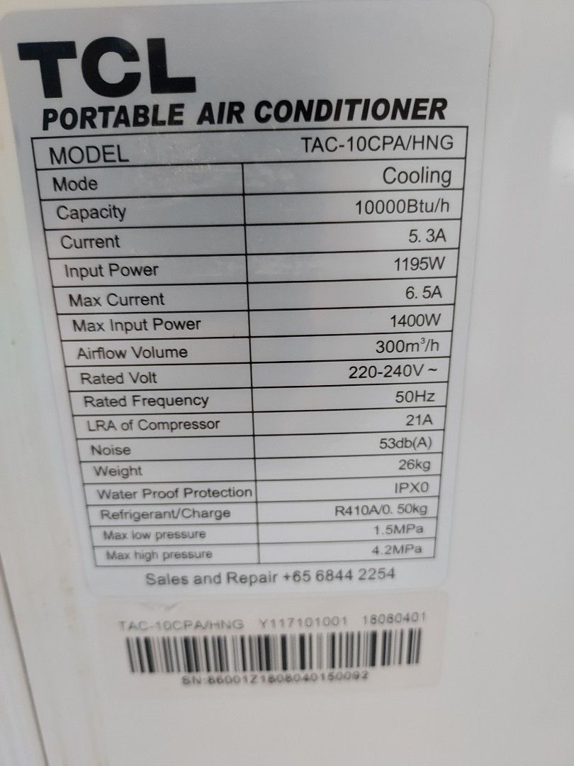 Portable aircon 10Kbtu with connector/flexible tube, TV & Home ...