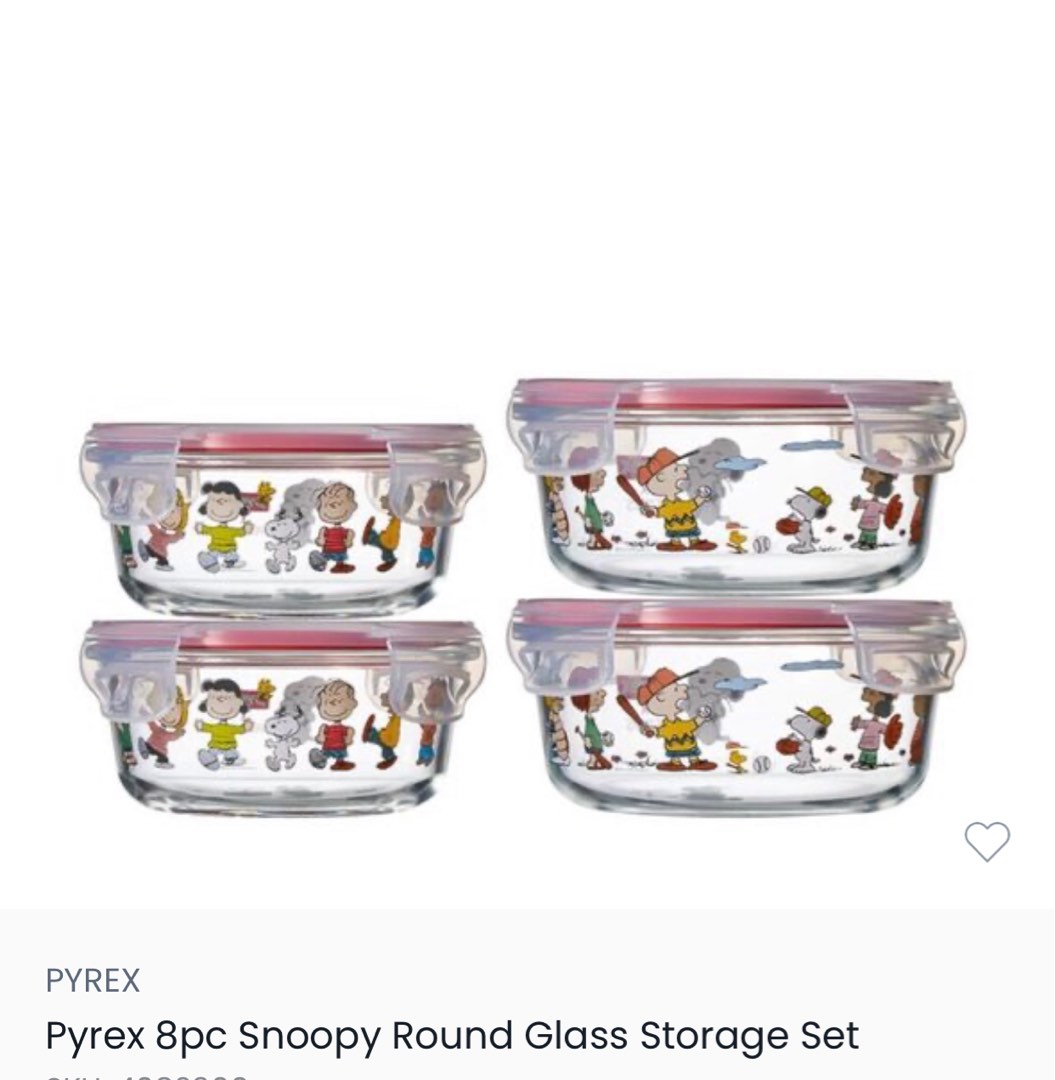 Pyrex Snoopy Round Glass storage, Furniture & Home Living, Kitchenware ...