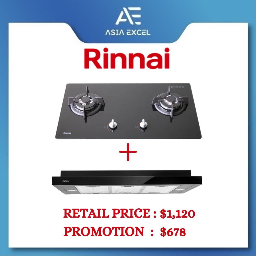 RINNAI RB-7302S-GBS 2 BURNER HOB + RH-S329-PBR SLIM HOOD, TV & Home Appliances, Kitchen ...