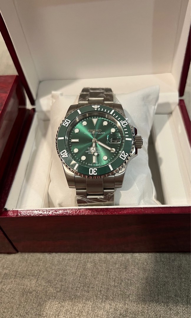 seiko green hulk rolex mod, Men's Fashion, Watches & Accessories ...