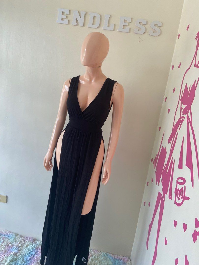 Sexy long dress with front slits, Women's Fashion, Dresses & Sets ...