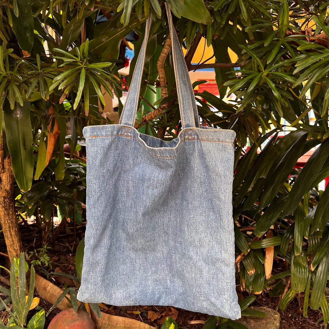 Stylenanda Korea Light Blue Denim Tote Bag, Women's Fashion, Bags ...
