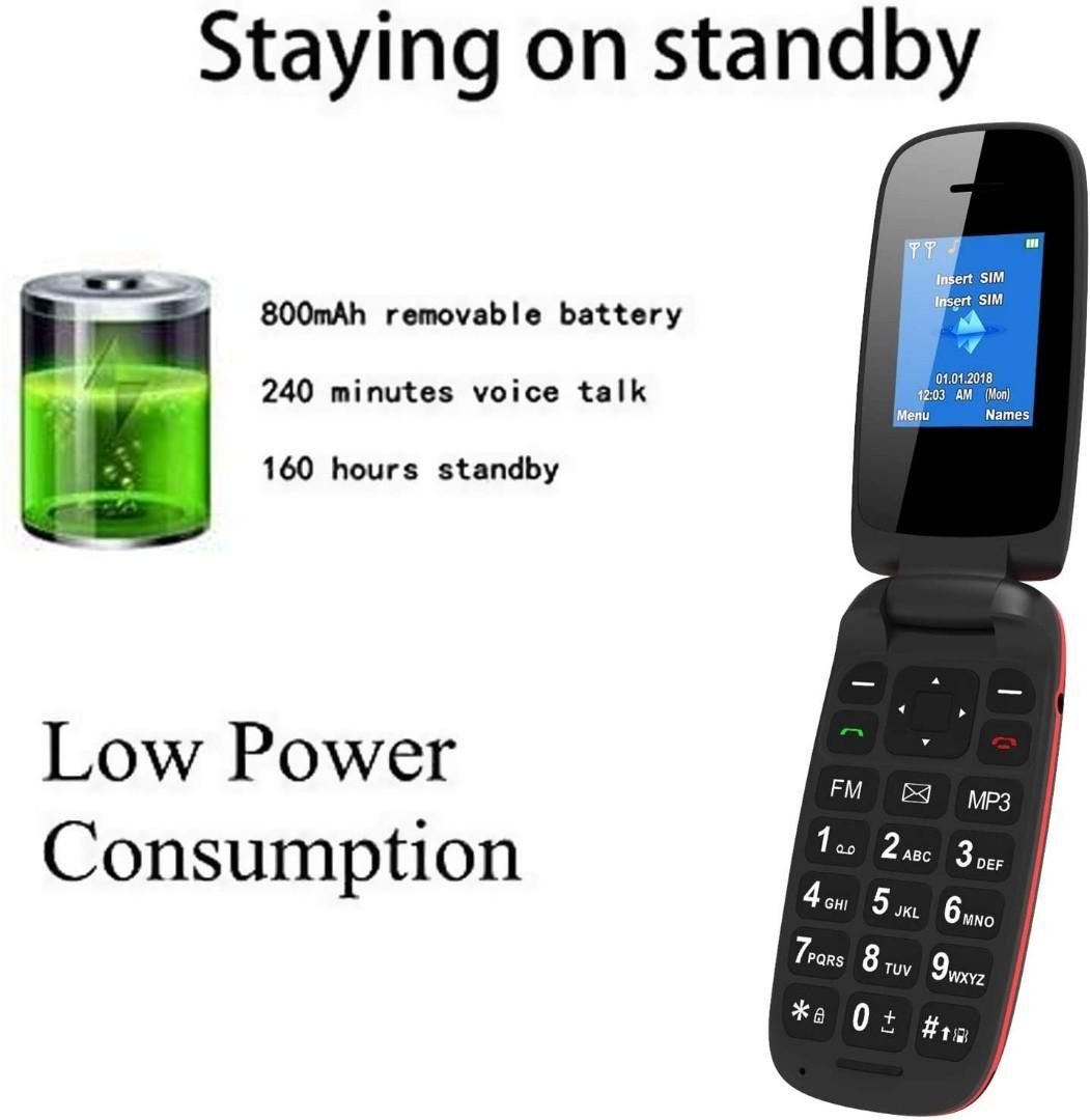 Ushining Flip Phone Unlocked 3G Mobile Phone Large Icon Cell Phone Easy ...