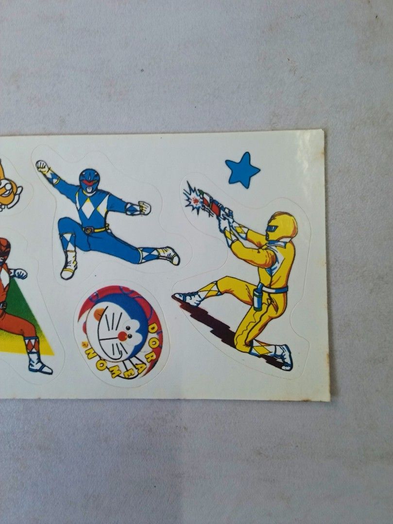 Vintage 90's Mighty Morphin Power Rangers (MMPR) + Doraemon Sticker ...