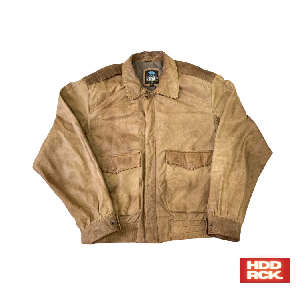 Vintage 90's Pure stuff Genuine leather bomber jacket, Men's Fashion ...