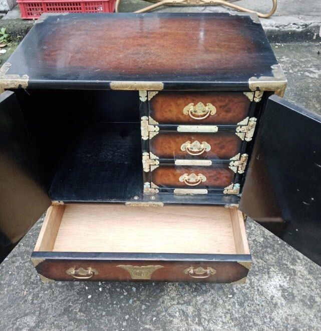 Vintage Chinese Tansu Small Chest with Doors and Embellished Drawers ...