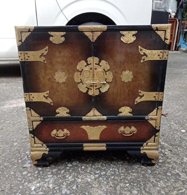 Vintage Chinese Tansu Small Chest with Doors and Embellished Drawers ...