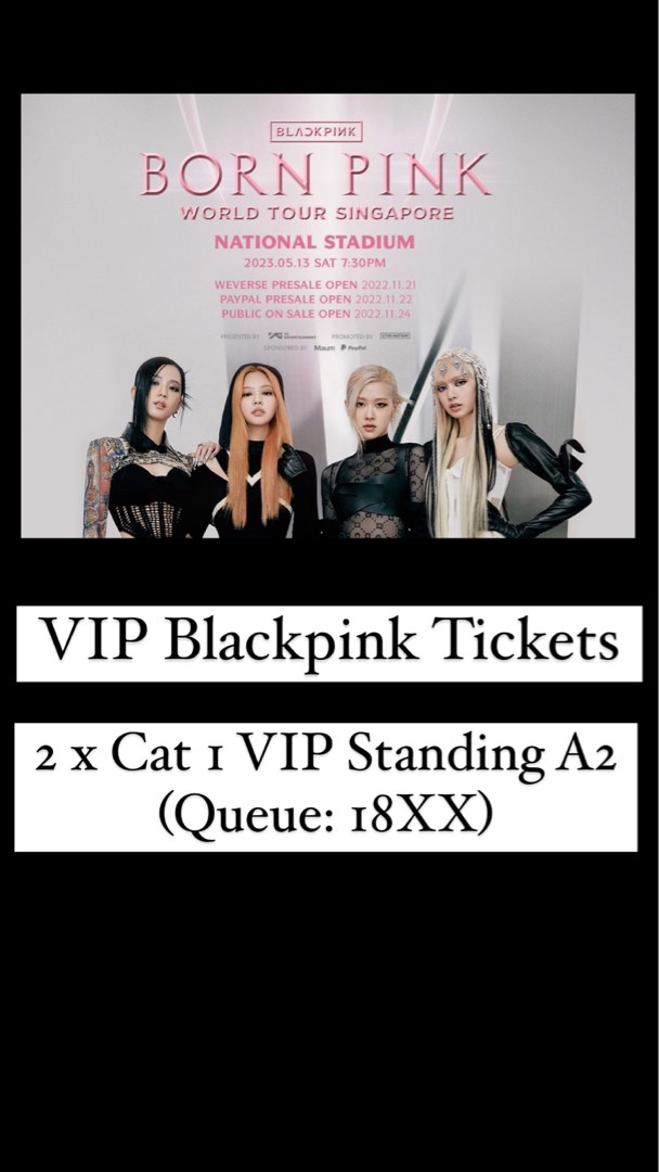[VIP] Blackpink VIP Cat 1 Concert Tickets, Tickets & Vouchers, Event ...