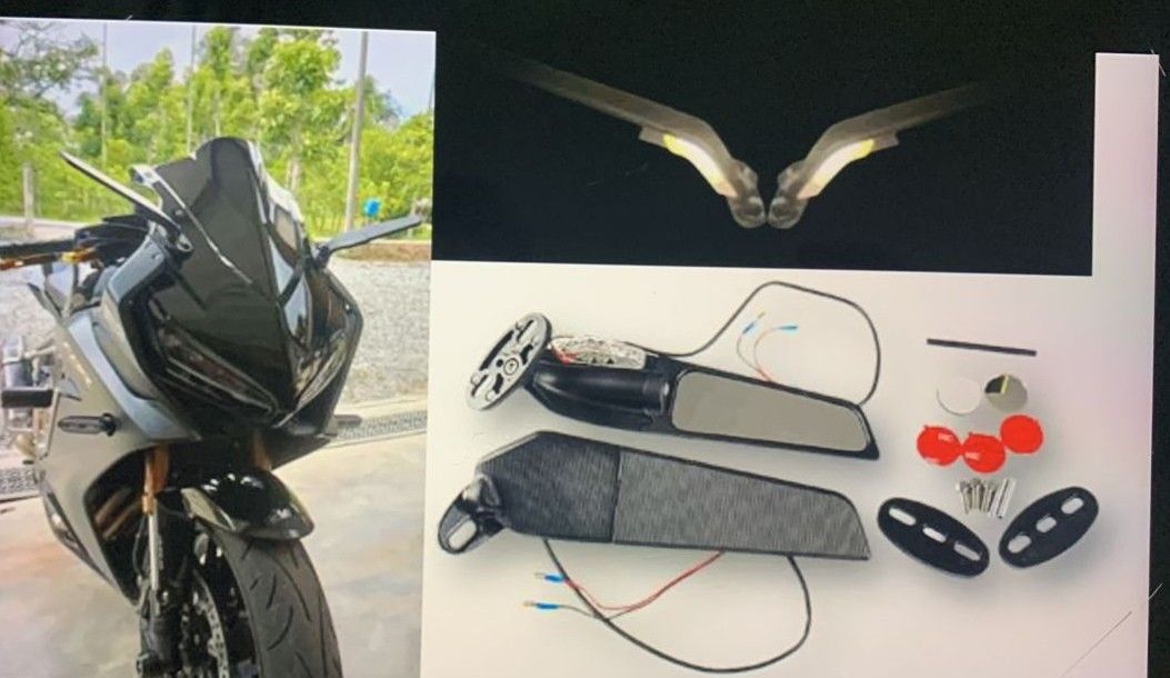 Yamaha r15 R3 side mirror winglet with led White colour, Motorcycles ...