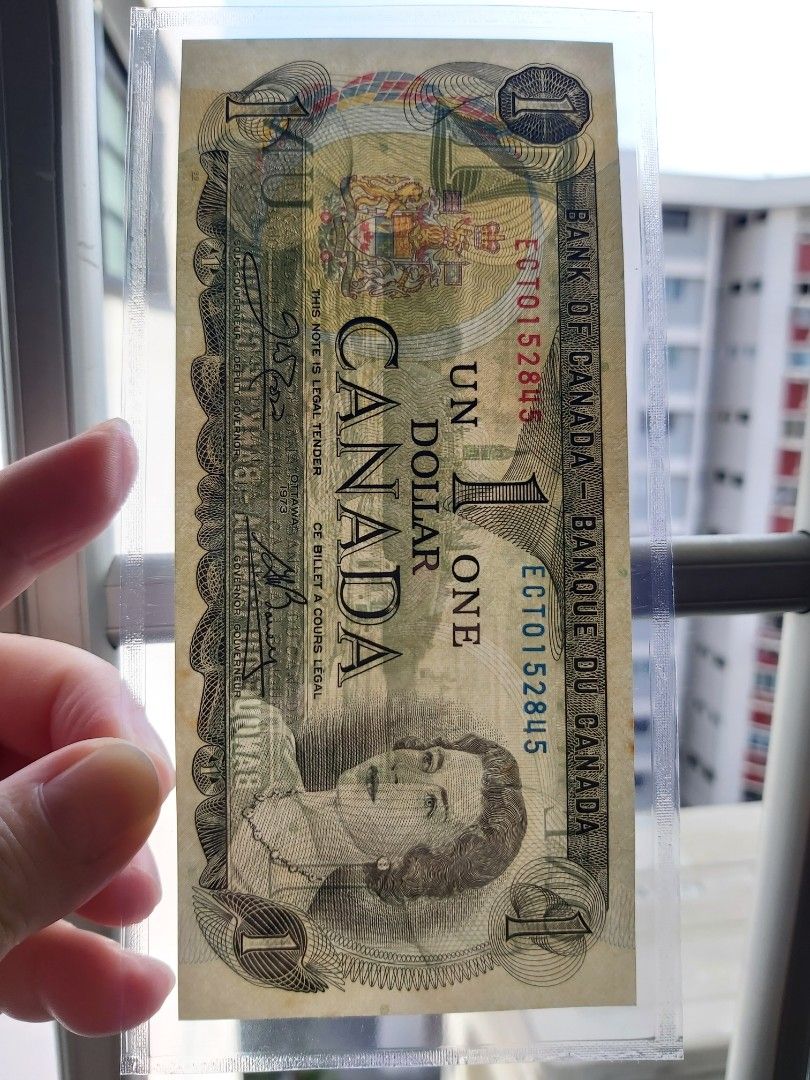 1973 $1 Canada currency one 1 dollar old banknote note, Queen Elizabeth ...