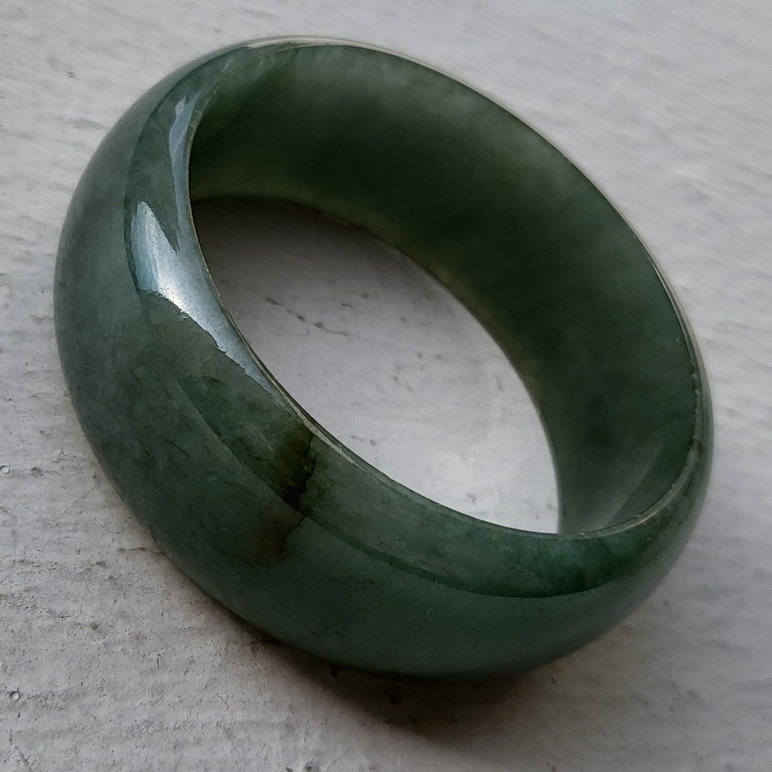 56mm Certified Type A Jadeite Wide Bangle Oily Green Yellow Flower Jade ...
