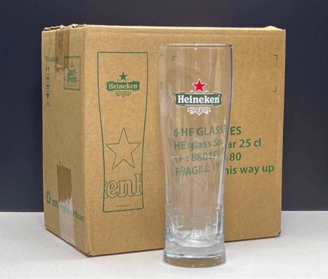 6-pack Original HEINEKEN RED STAR Clear Beer Glasses 25cl, Furniture ...