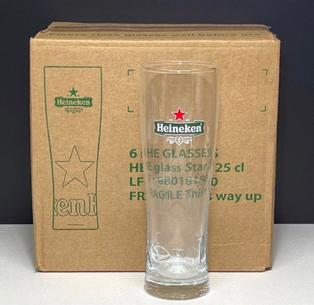 6-pack Original HEINEKEN RED STAR Clear Beer Glasses 25cl, Furniture ...
