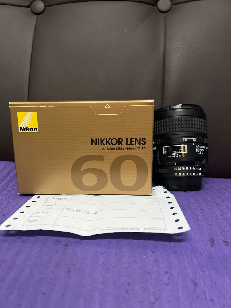 超平 完美無瑕 全套有盒 香港行貨 Nikon 60 60mm F2.8 D Macro 後期年份, 攝影器材, 鏡頭及裝備 - Carousell