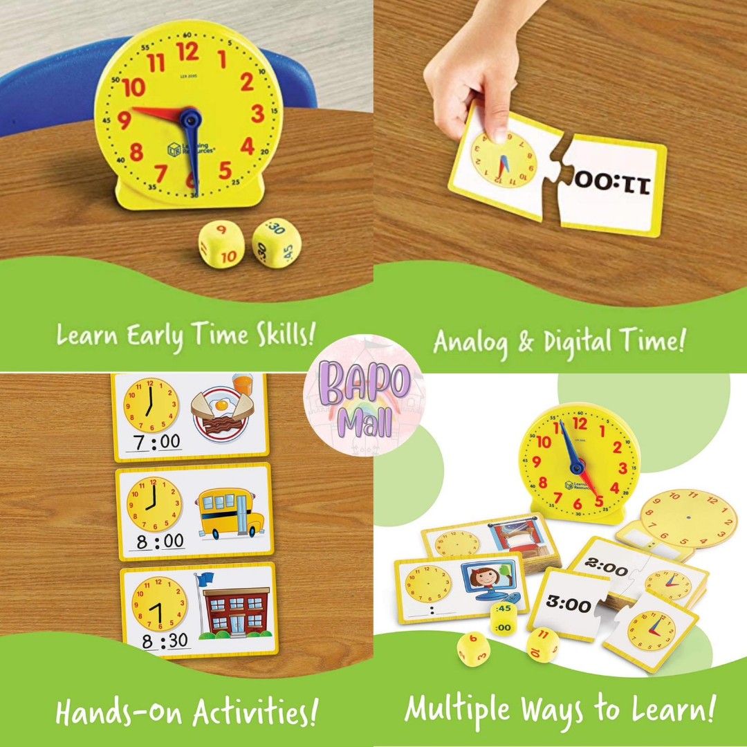 美國直送 Learning Resources Time Activity Set 認識時鐘 時間 小學面試 教學玩具 toy, 興趣及遊戲 ...