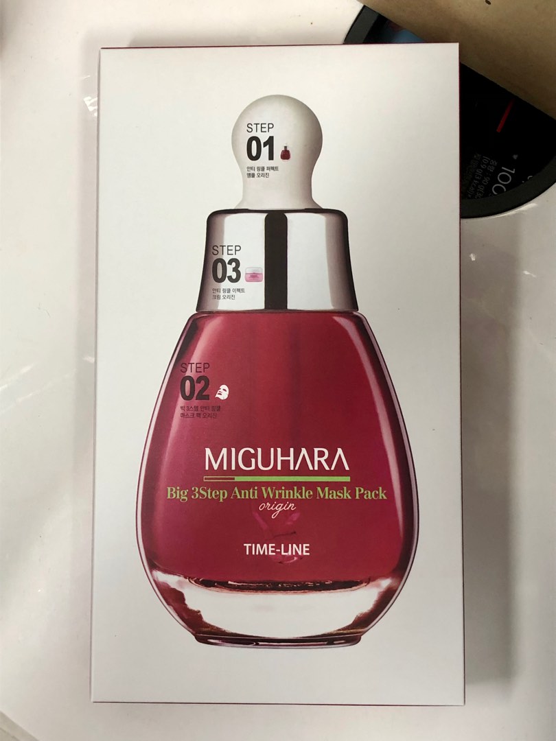 [現貨]韓國直送 Miguhara Big 3 Step Anti Wrinkle Mask Pack 抗皺緊緻三部曲面膜（1盒10片）, 美容＆個人護理, 健康及美容 - 皮膚護理, 面部 ...