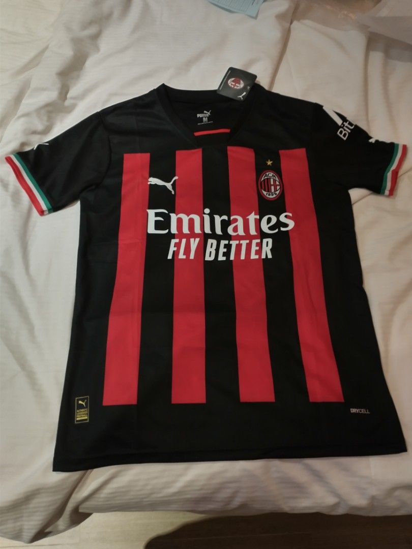 PUMA ACM AC Milan FC Football Soccer Jersey Size ASIA M Emirates Wefox ...