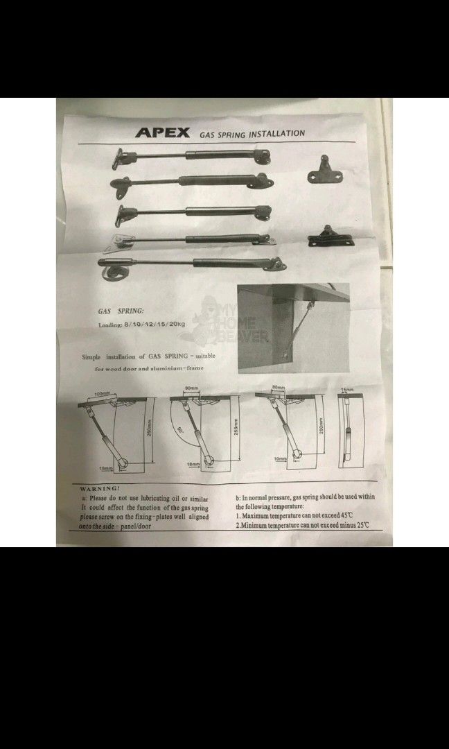 Apex Cupboard And Cabinet Gas Spring Soft Closing Hydraulic Struts ...