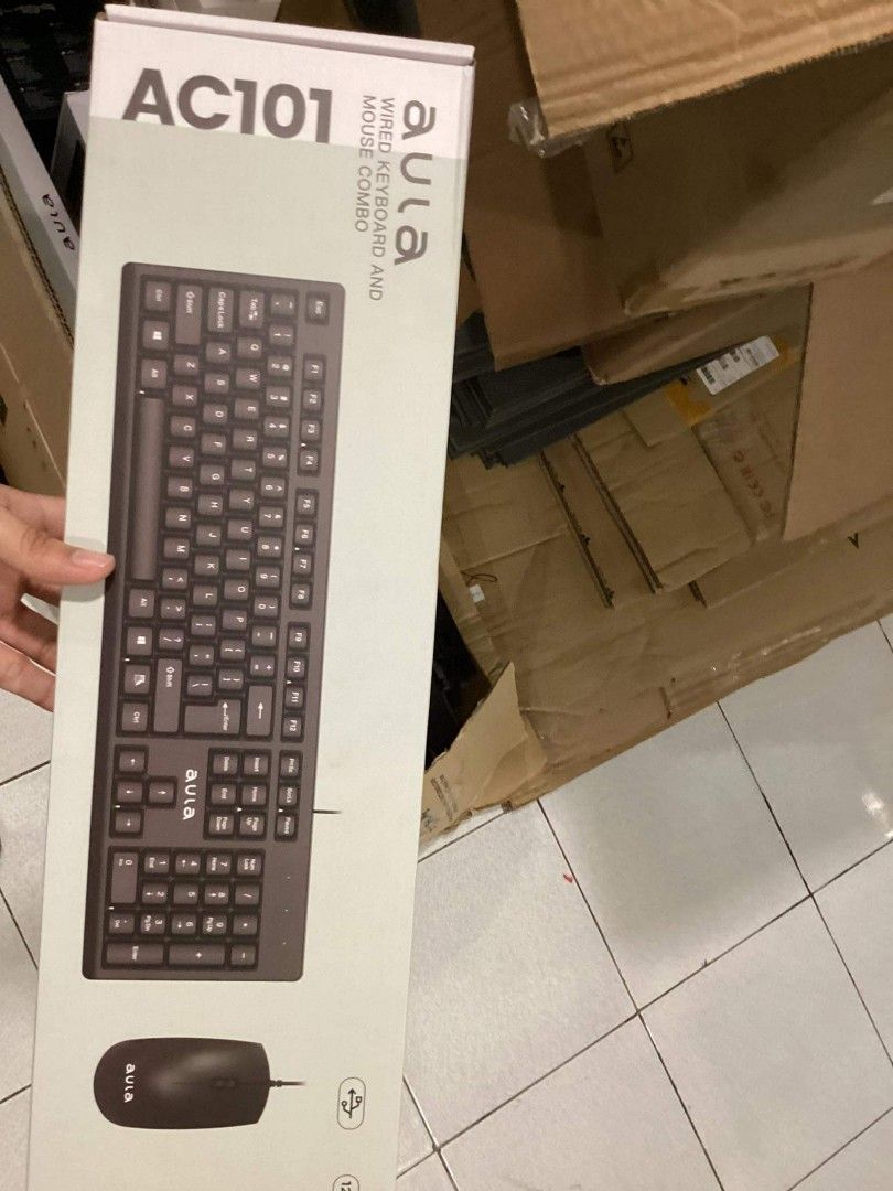 Aula AC101 Wired Keyboard and Mouse Combo Black, Computers & Tech ...