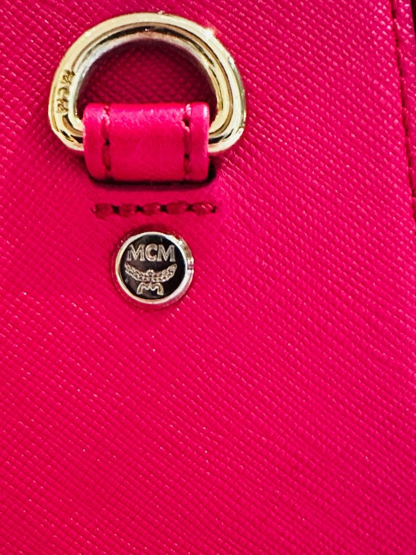 Authentic MCM Scarlet Red Leather Shoulder Bag w/ Strap, Luxury, Bags ...