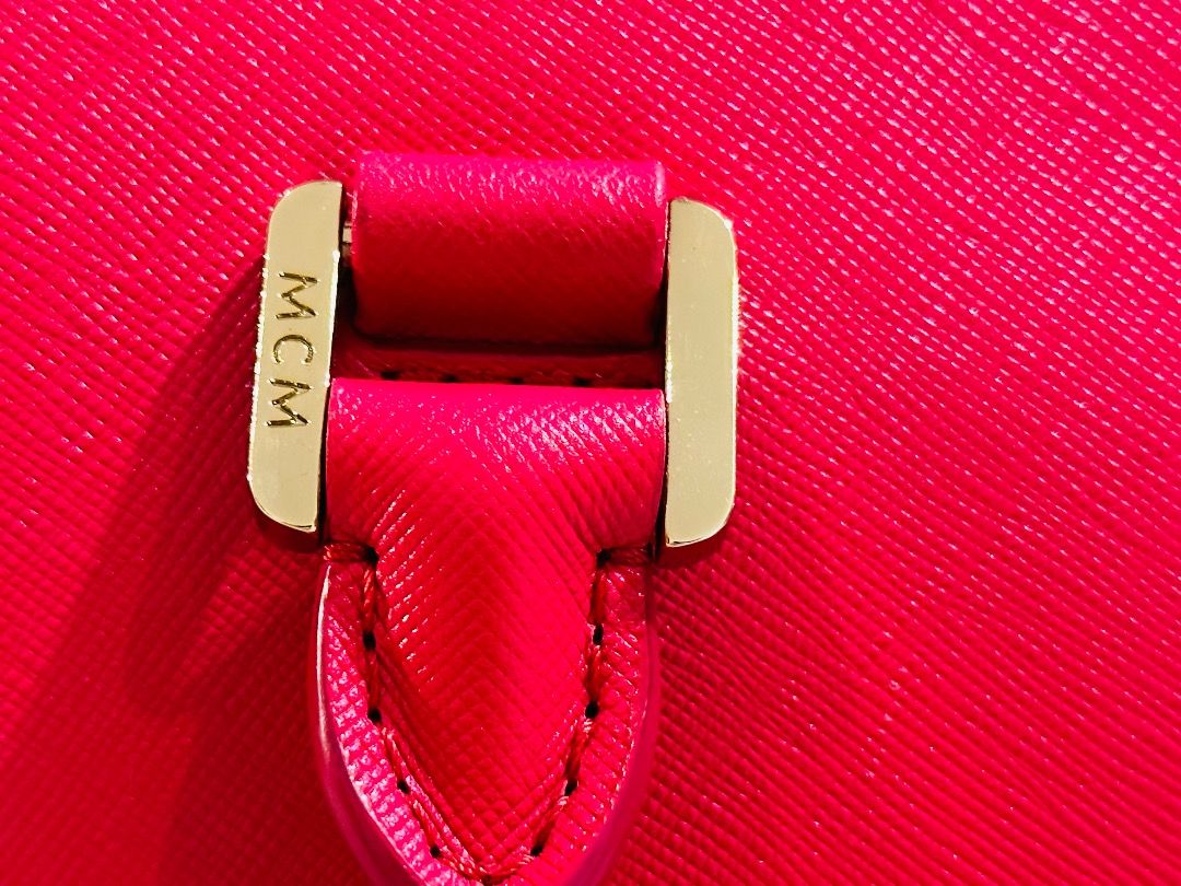 Authentic MCM Scarlet Red Leather Shoulder Bag w/ Strap, Luxury, Bags ...