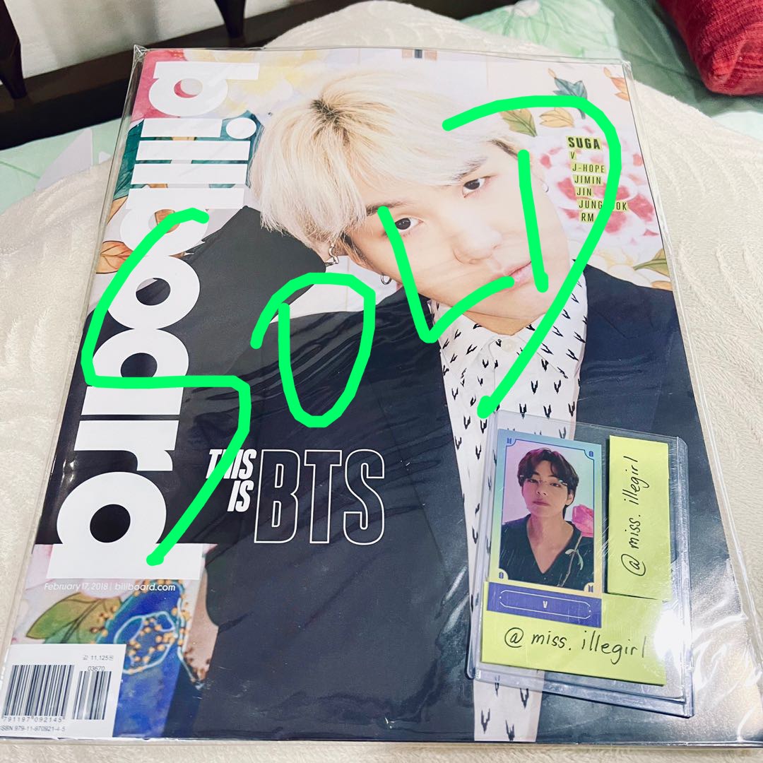 BTS Suga Yoongi Billboard Magazine with folded poster inside (Feb 2018 ...