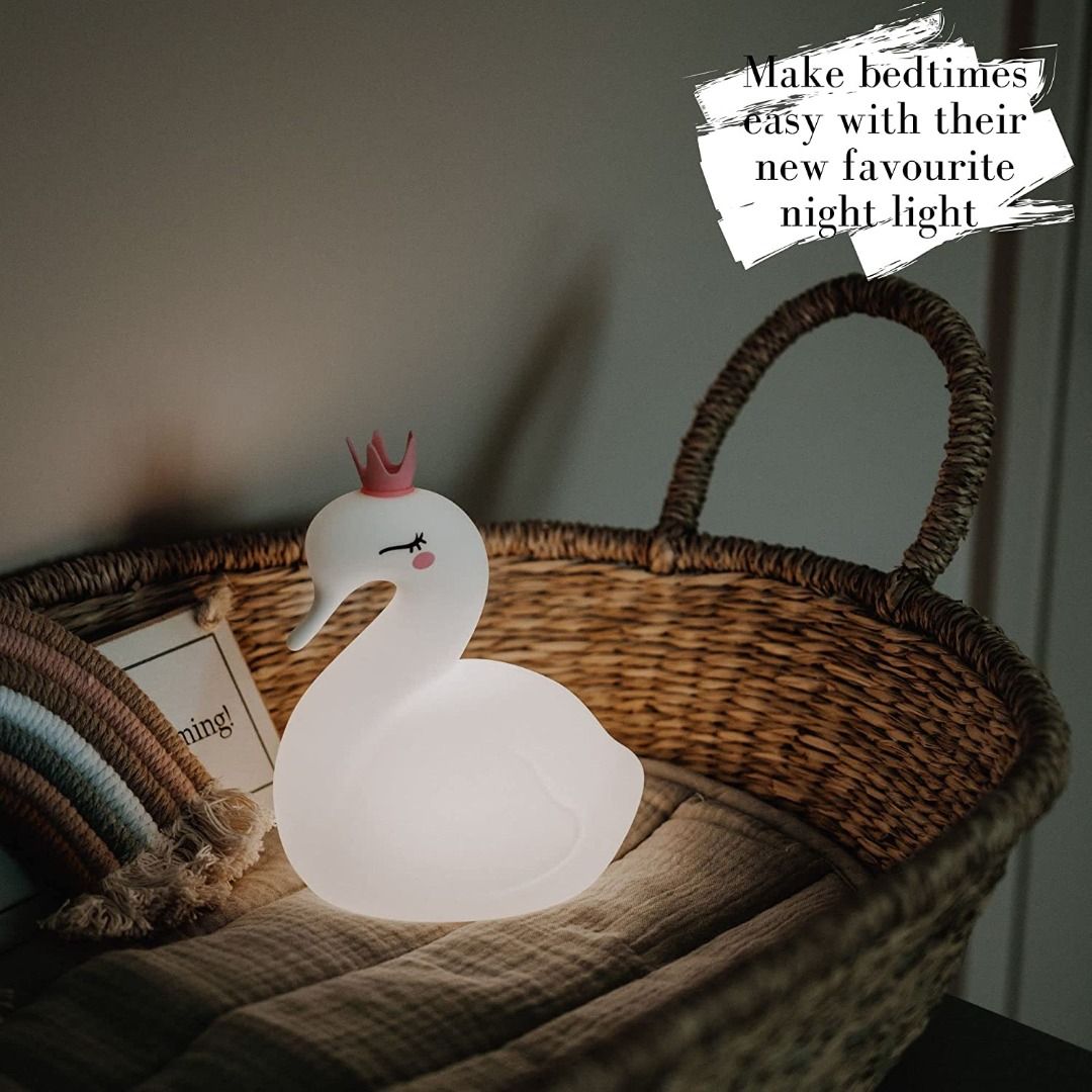 CASA LIFE BY LIGHTWAY Swan Night Light Rechargeable Silicone Soft ...