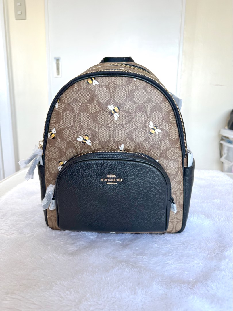 Coach Court Backpack In Signature Canvas With Bee Print, Women's ...