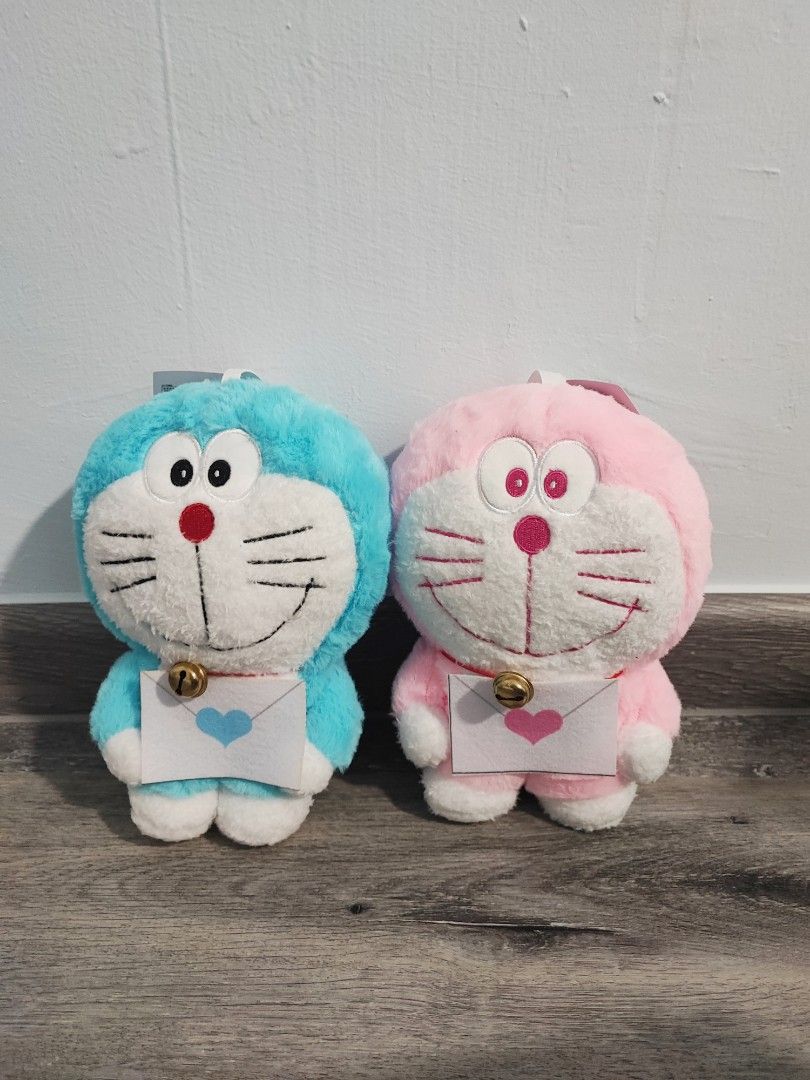 DORAEMON PINK BLUE PLUSHIE, Hobbies & Toys, Toys & Games on Carousell