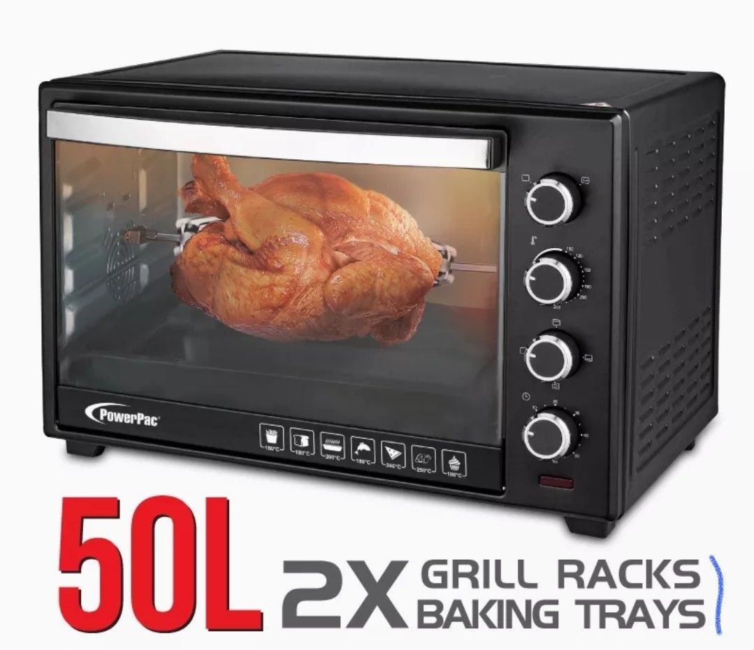 Electric Oven 50L with Rotisserie & Convection Functions, 2 Trays ...