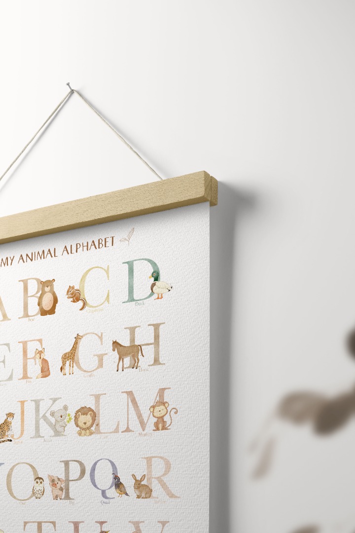 [Designed in Singapore] Framed Hand Painted Watercolor Animal Alphabet ...