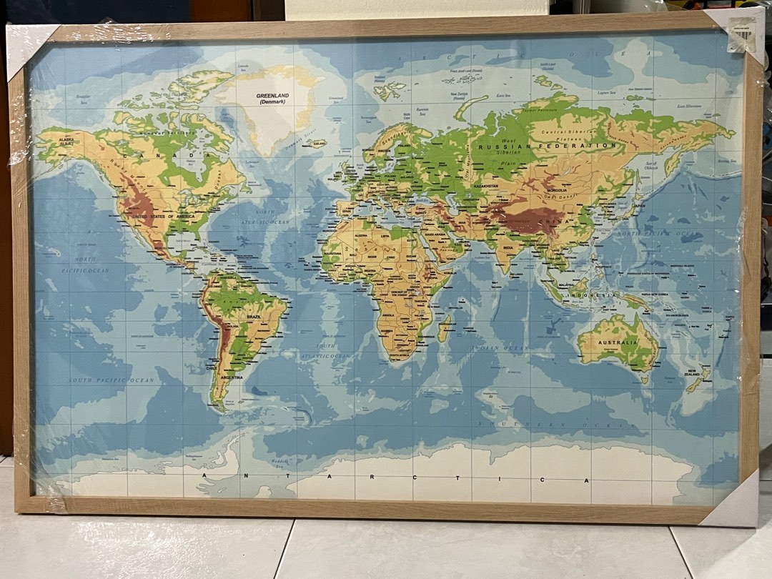 framed world map, Furniture & Home Living, Home Decor, Frames ...
